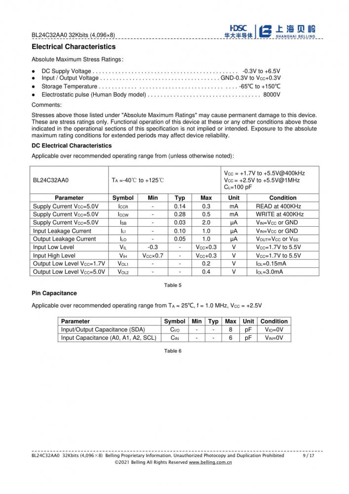 BL24C32AA0 datasheet page 9