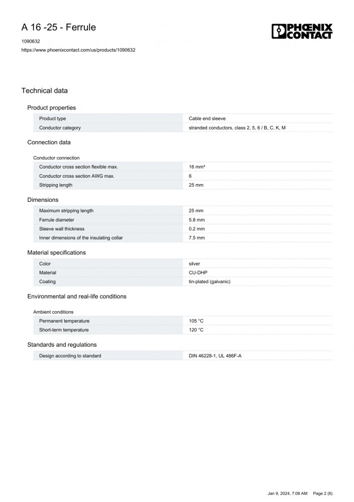 Phoenix Contact 1090632 technical document page 2