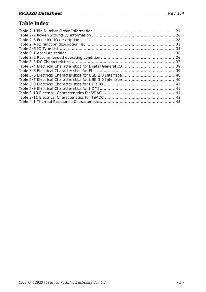 RK3328 datasheet page 5