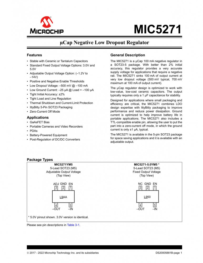 MIC5271 datasheet page 1