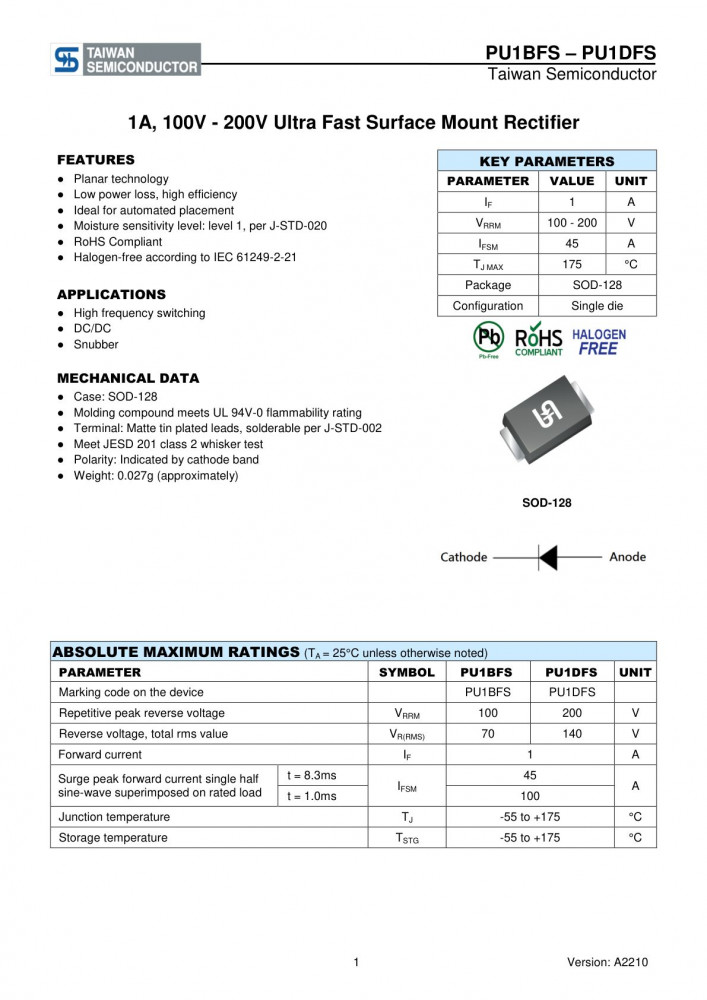 PU1DFS datasheet page 1