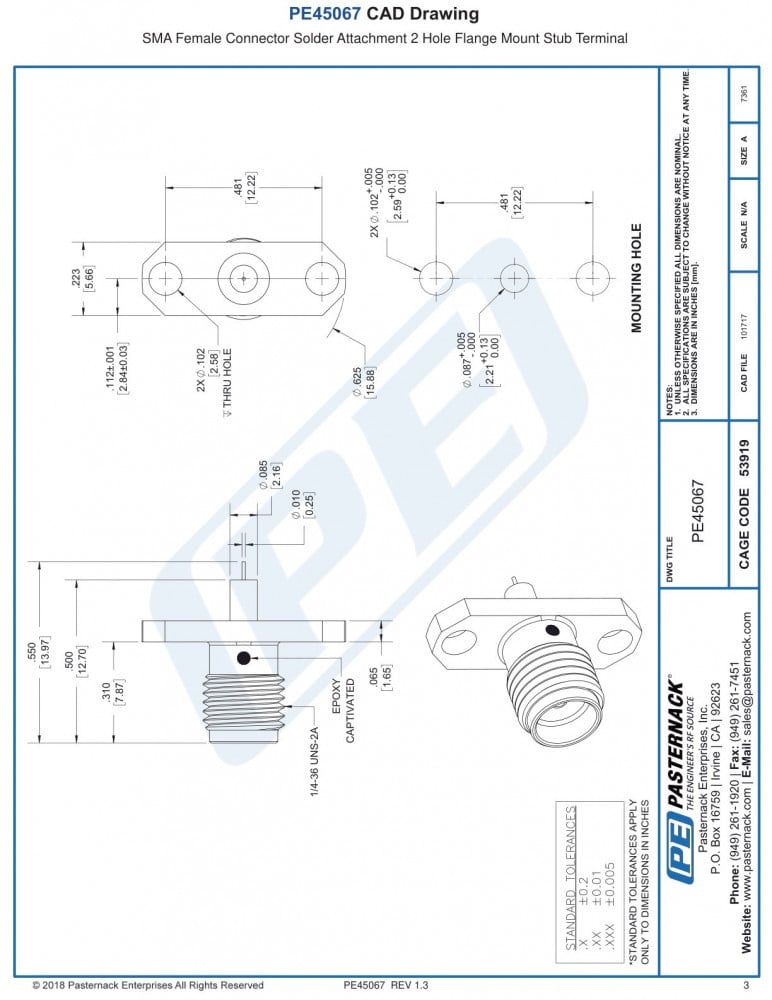 PE45067 technical datasheet page 3