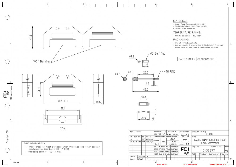 Amphenol 86303641CLF product drawing preview