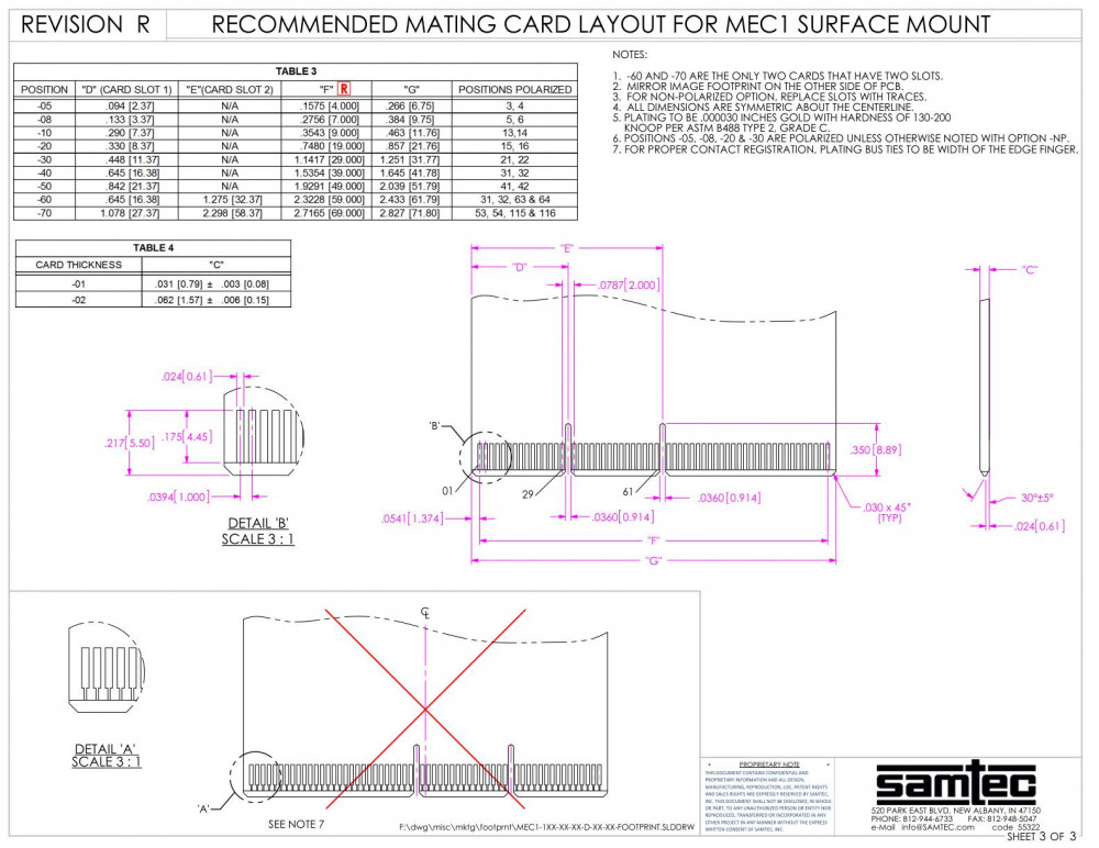 Samtec MEC1 drawing page 3