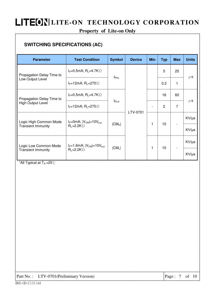 LTV-0701 datasheet page 8