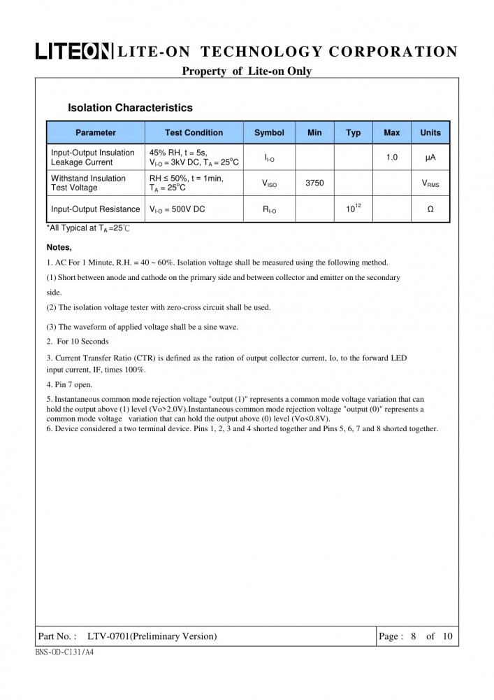 LTV-0701 datasheet page 9