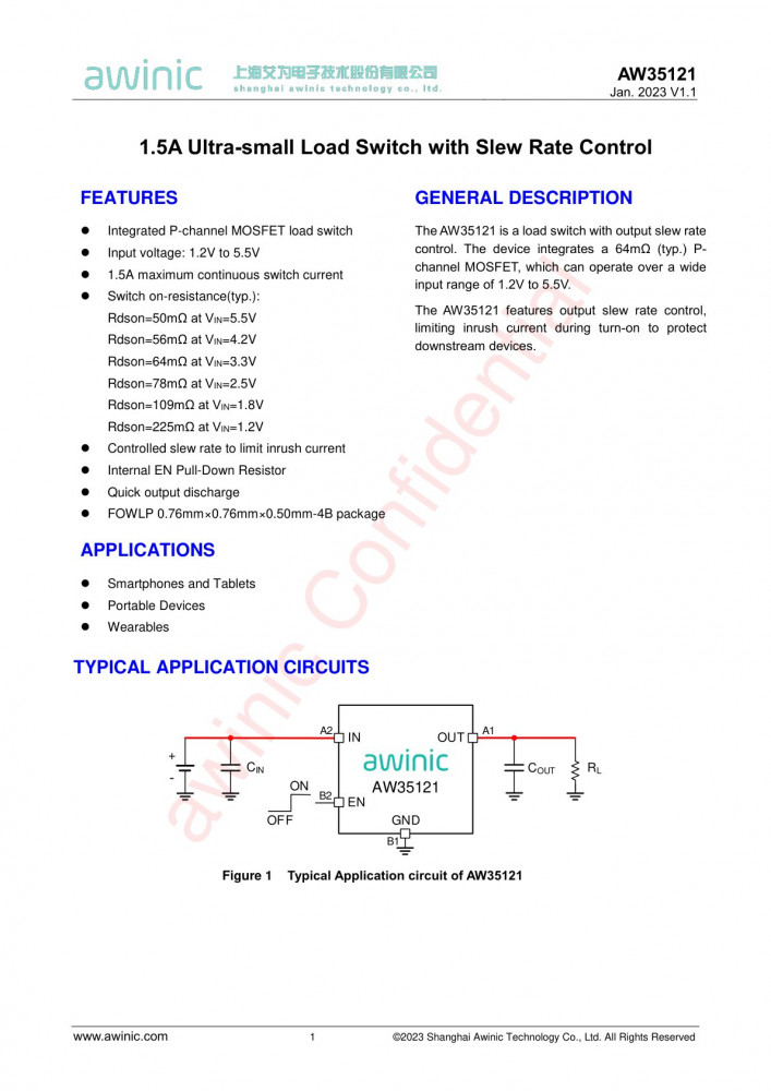 AW35121FOR datasheet page 1