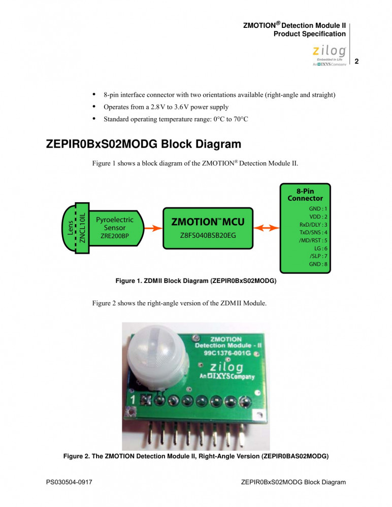 ZMOTION Detection Module II specification, page 10