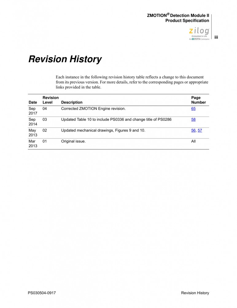 ZMOTION Detection Module II specification, page 3