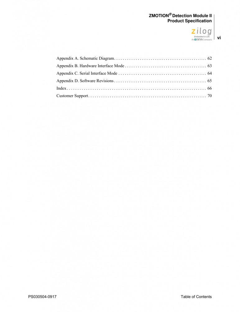 ZMOTION Detection Module II specification, page 6