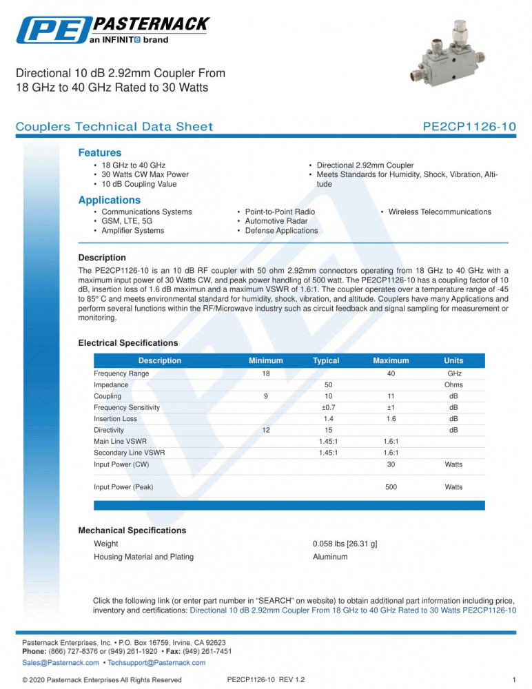 PE2CP1126-10 technical document page 1