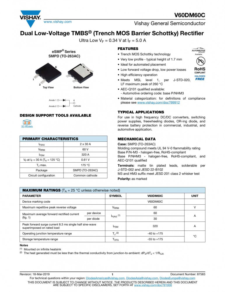 V60DM60C datasheet page 1