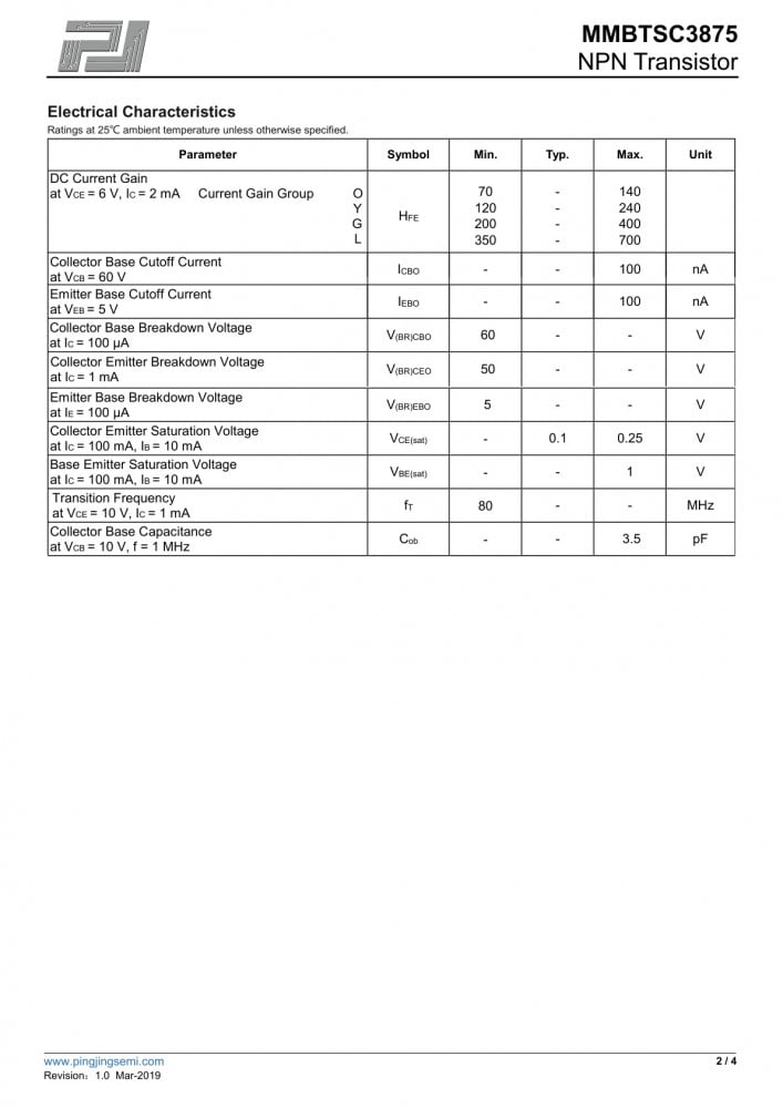MMBTSC3875G datasheet page 2