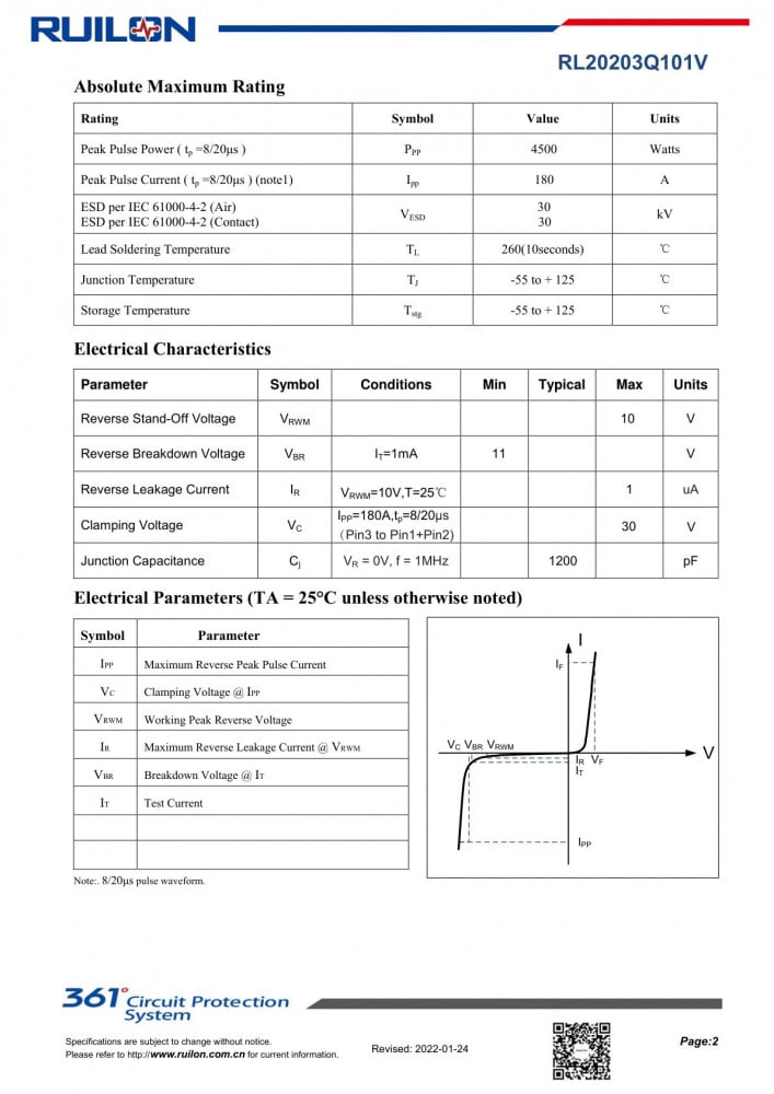 RL20203Q101V datasheet page 2