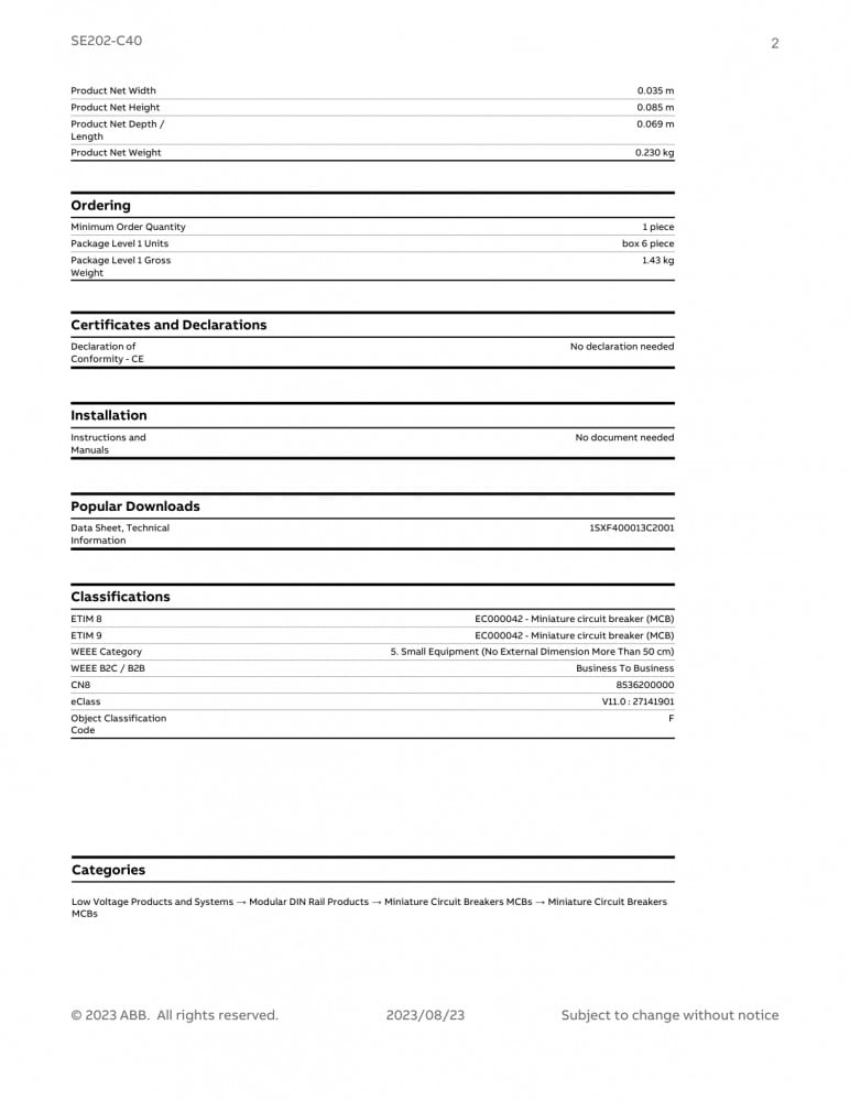 SE202-C40 technical document page 2