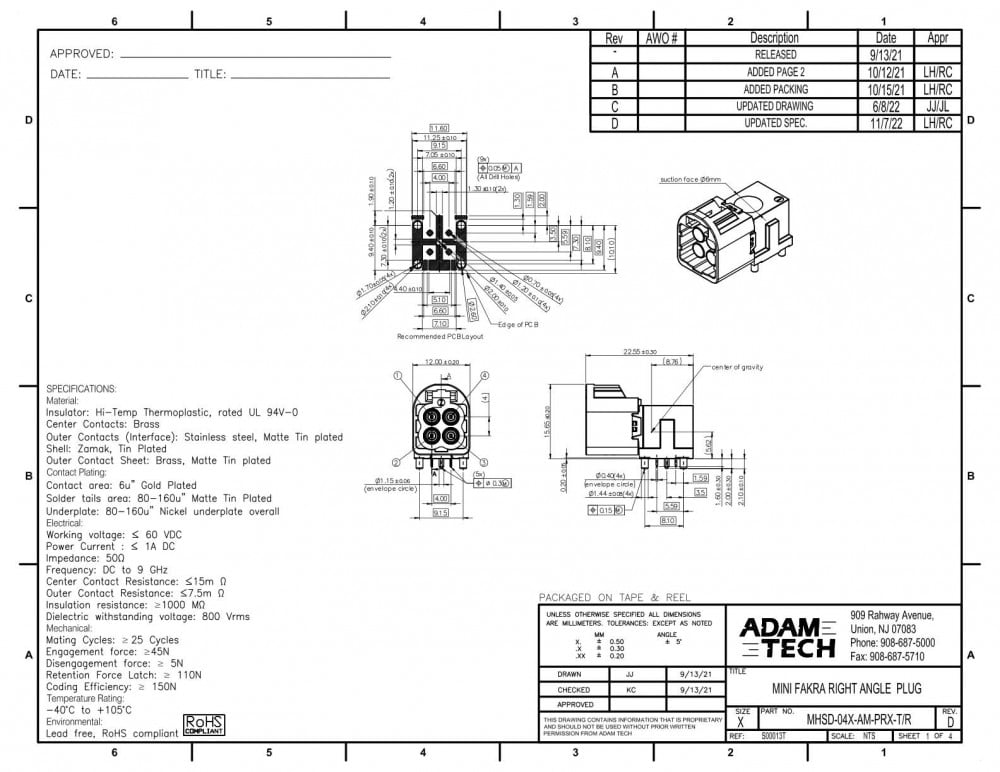 ADAM TECH MHSD-04A-AM-PRA-TR drawing sheet 1