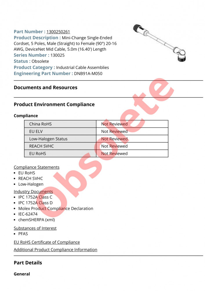 Technical document image 1 for Molex 1300250261