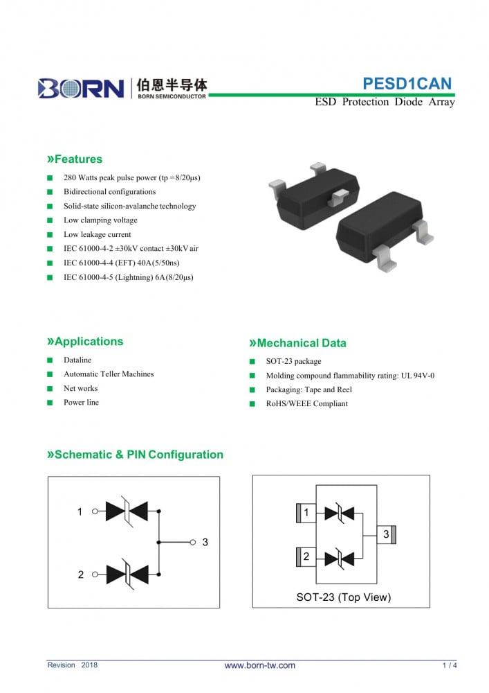 PESD1CAN datasheet page 1