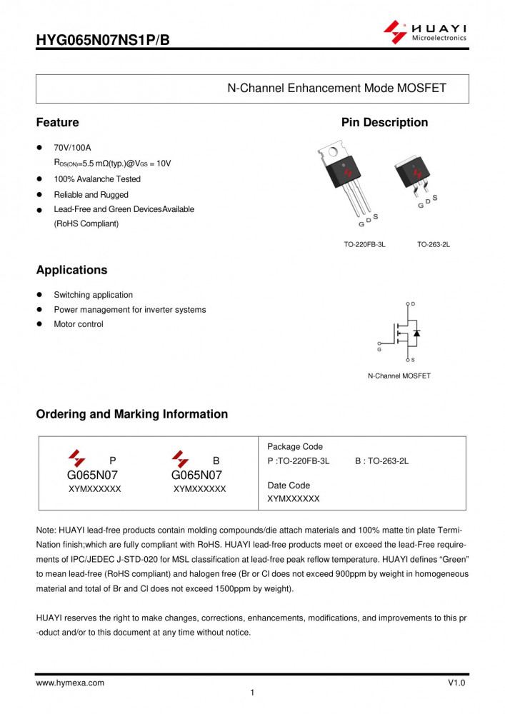 HYG065N07NS1B datasheet page 1