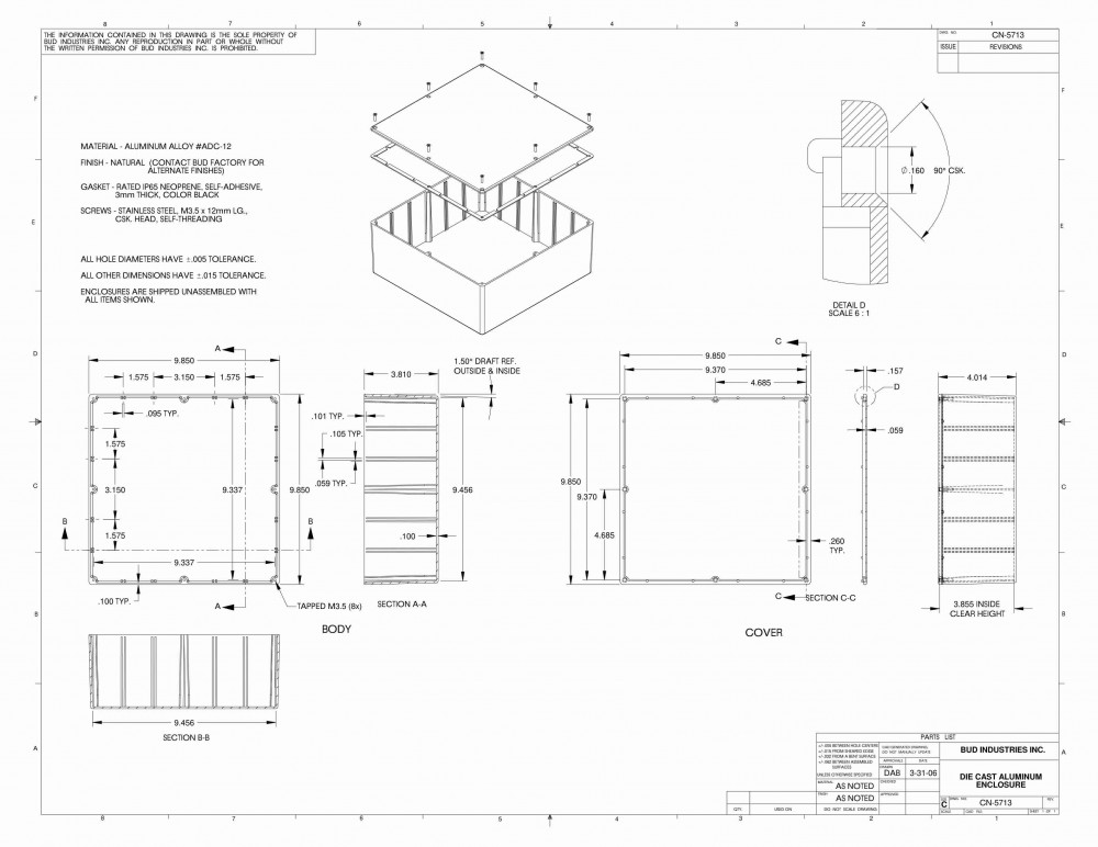 Bud Industries CN-5713 product drawing