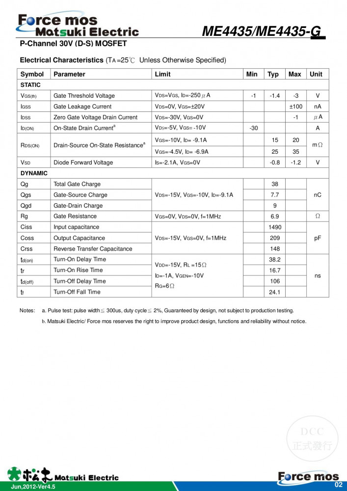 ME4435 datasheet page 2
