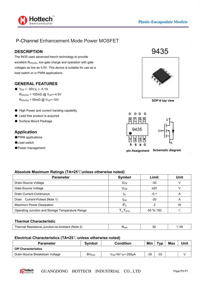 9435 datasheet page 1