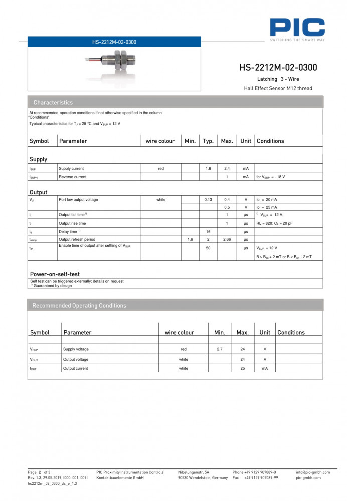 HS-2212M-02-0300 technical document page 2