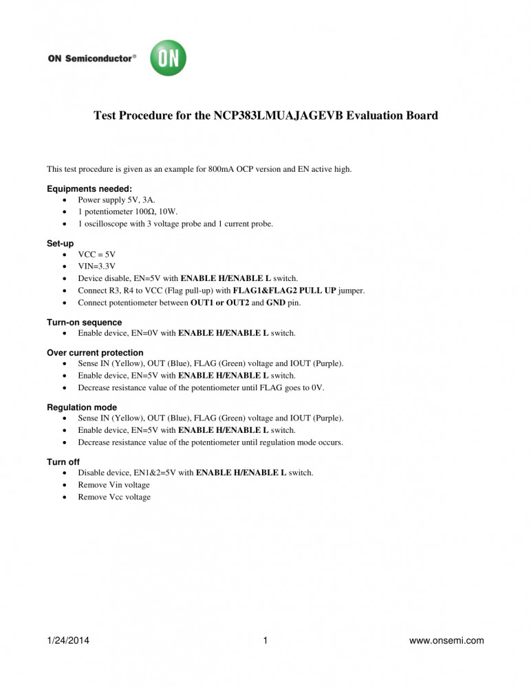 NCP383LMUAJAGEVB evaluation board document page 1