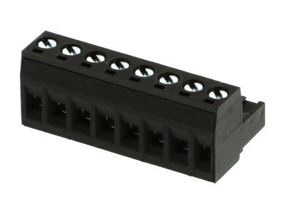 5.00mm Pitch Eurostyle Horizontal Plug, with Standard Imprinting, Gold (Au) Plated, Black, 8 Circuits
