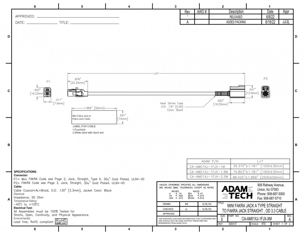 CA-AM01XJ-1FJX-XM technical drawing page 1