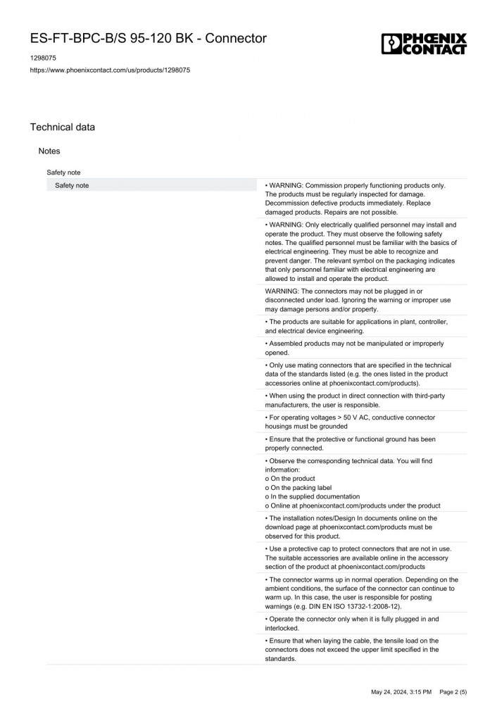 Phoenix Contact 1298075 technical document page 2
