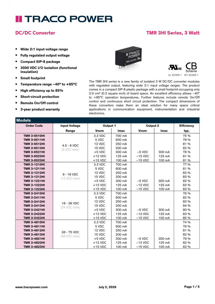 TMR 3HI datasheet page 1
