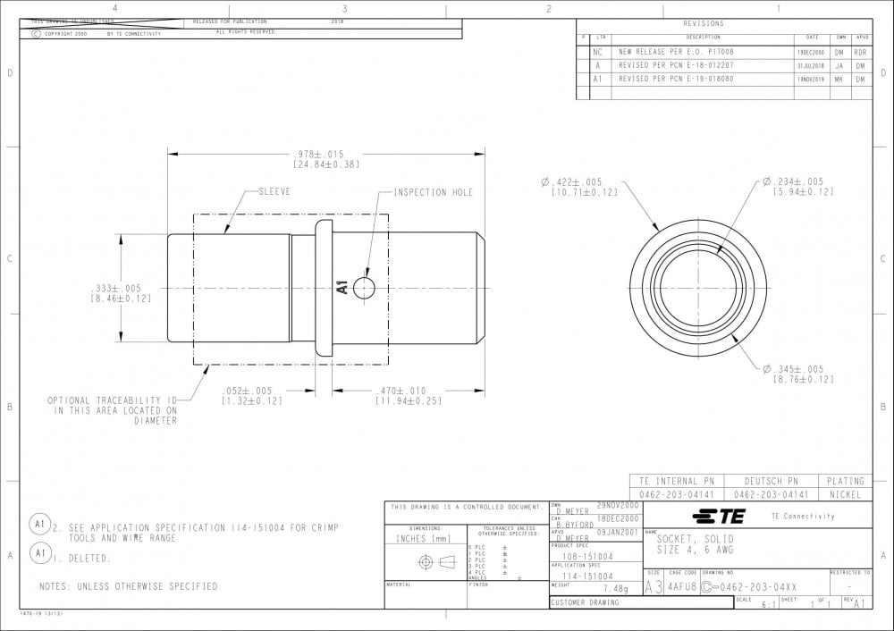 TE Connectivity 0462-203-04141 controlled drawing preview