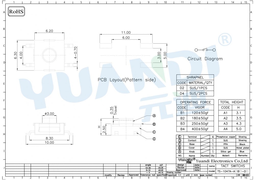 Yuandi TS-1047A-A3B2-D2 technical document page
