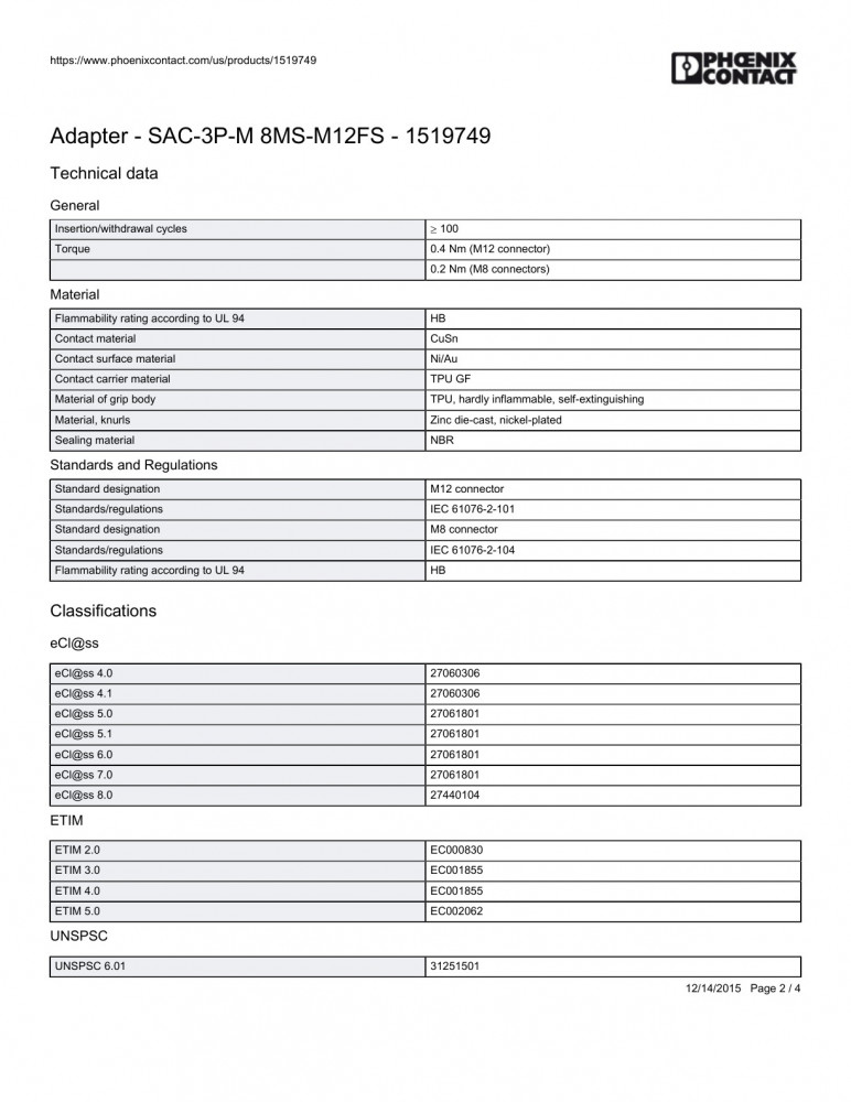 Phoenix Contact 1519749 technical document page 2
