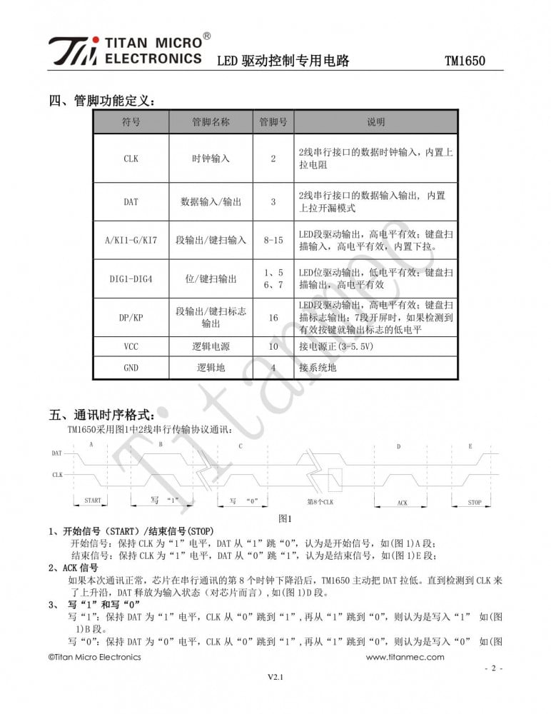TM1650-DIP16 datasheet page 2