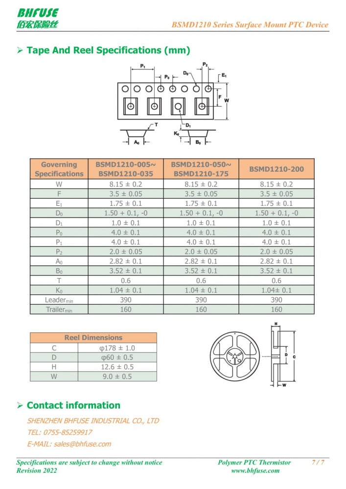 BHFUSE BSMD1210 datasheet page 7