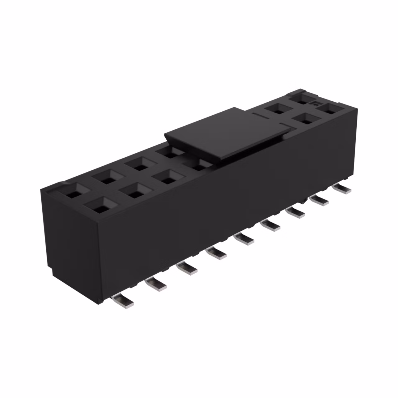 Milli-Grid Vertical Receptacle, 2.00mm Pitch, Dual Row, Surface Mount, Top/Bottom Entry, with Press-fit Plastic Pegs, with Cap, Tube, 0.38µm Gold (Au) Plating, 30 Circuits, Lead-Free