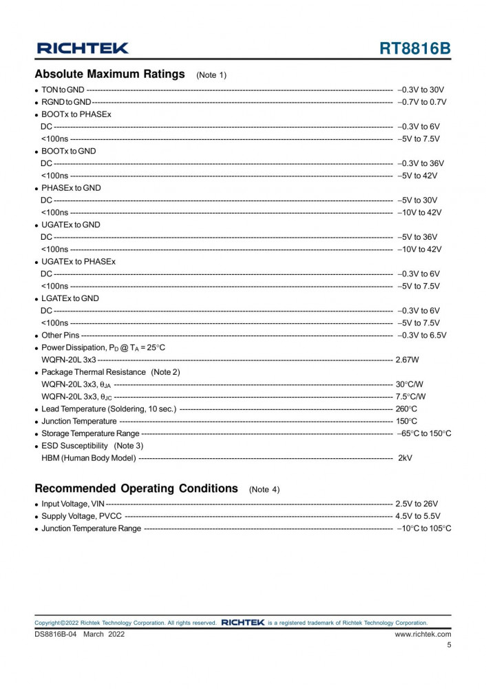 RT8816B datasheet page 5