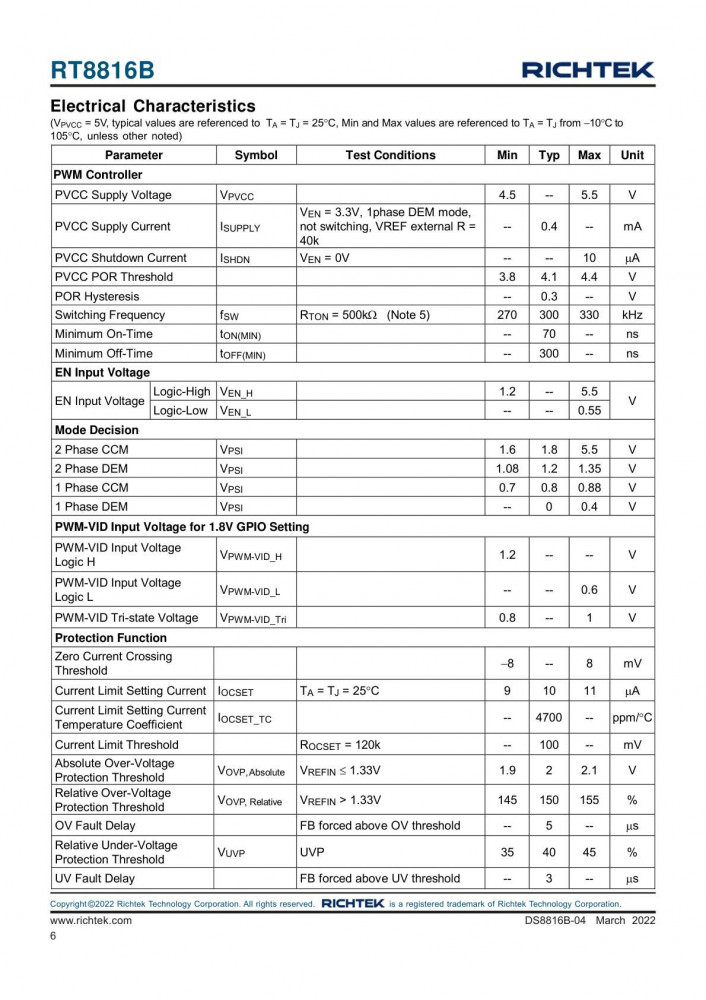 RT8816B datasheet page 6