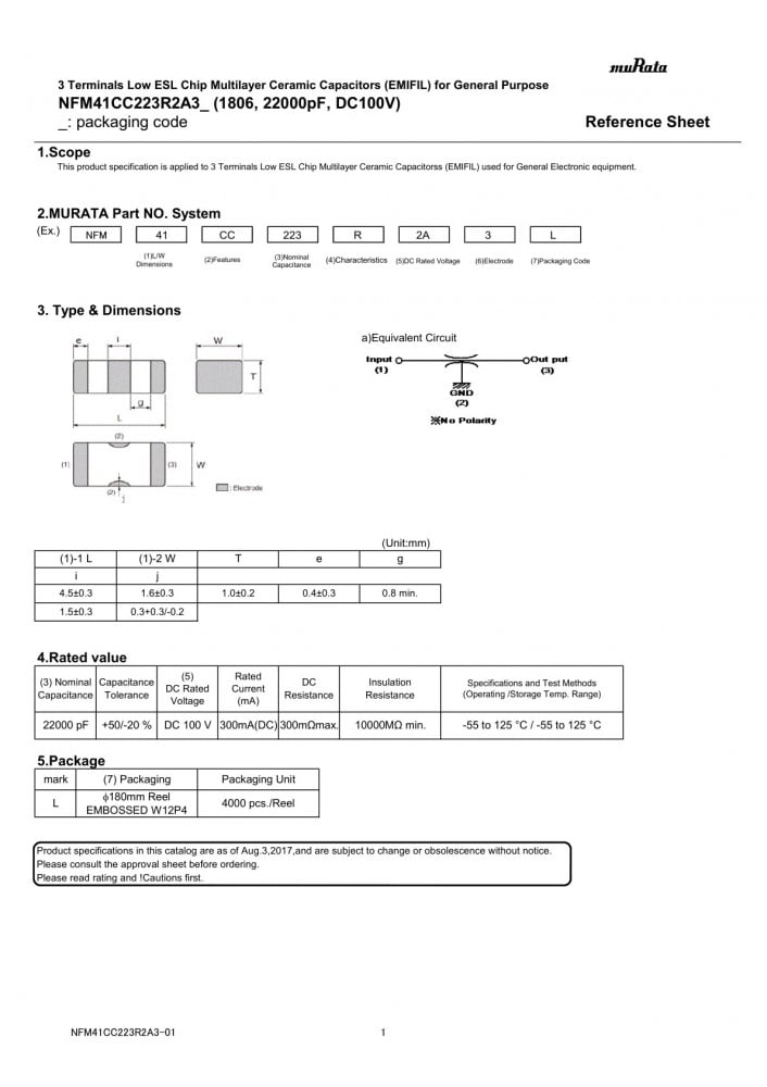 NFM41CC223R2A3L datasheet page 1