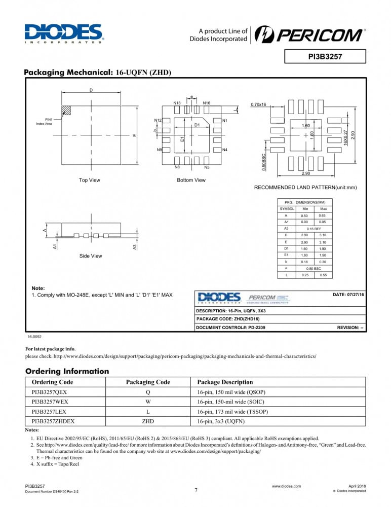 PI3B3257LEX datasheet page 7