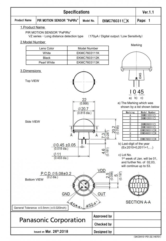 EKMC7603112K specification page 1