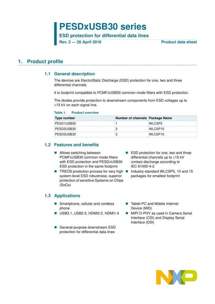 PESD2USB30087 technical document page 2