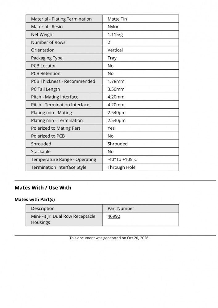 MOLEX Mini-Fit Plus HCS specification page 3