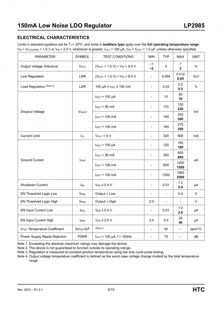 LP2985 datasheet page 5