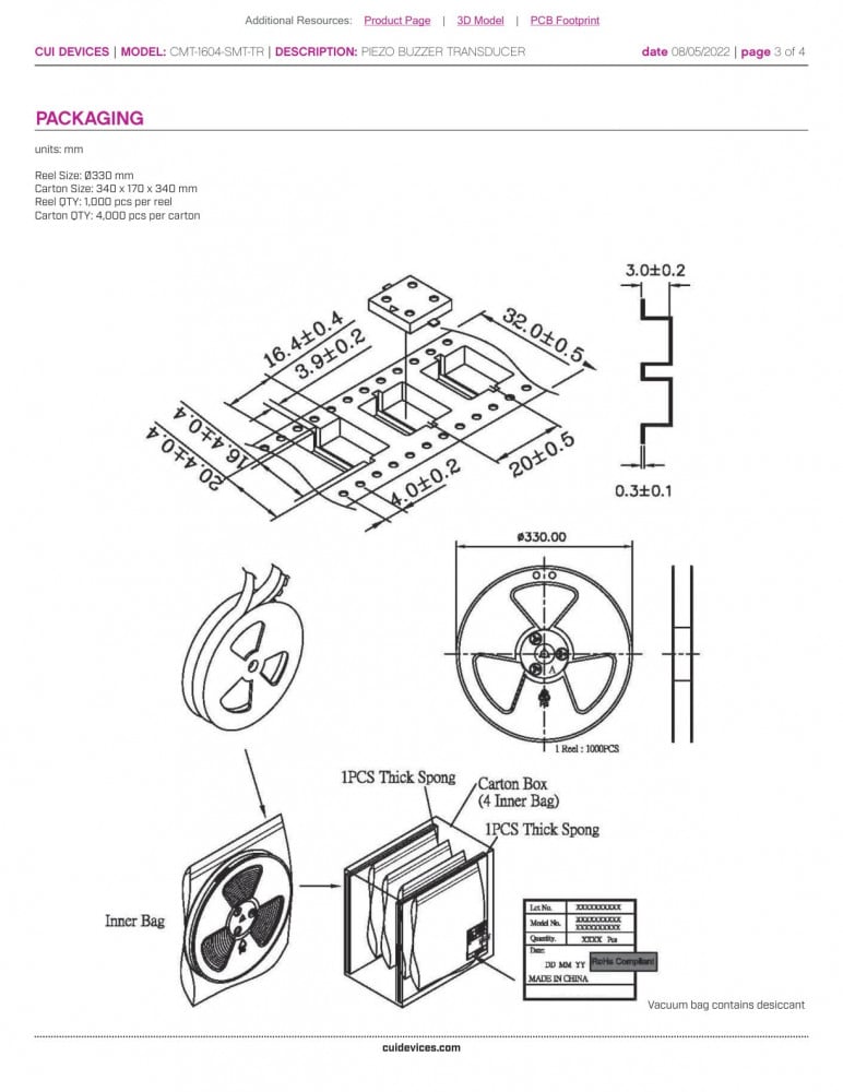 CMT-1604-SMT-TR datasheet page 3