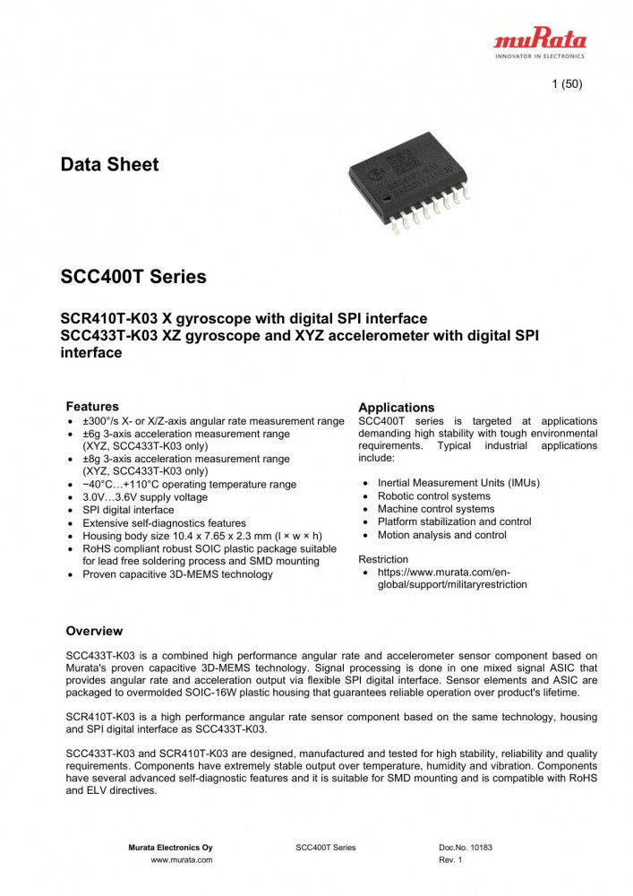 SCR410T-K03-05 datasheet page 1