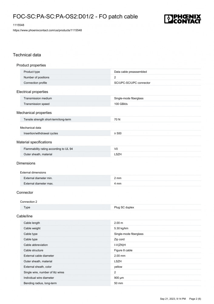 Phoenix Contact 1115548 technical document page 2