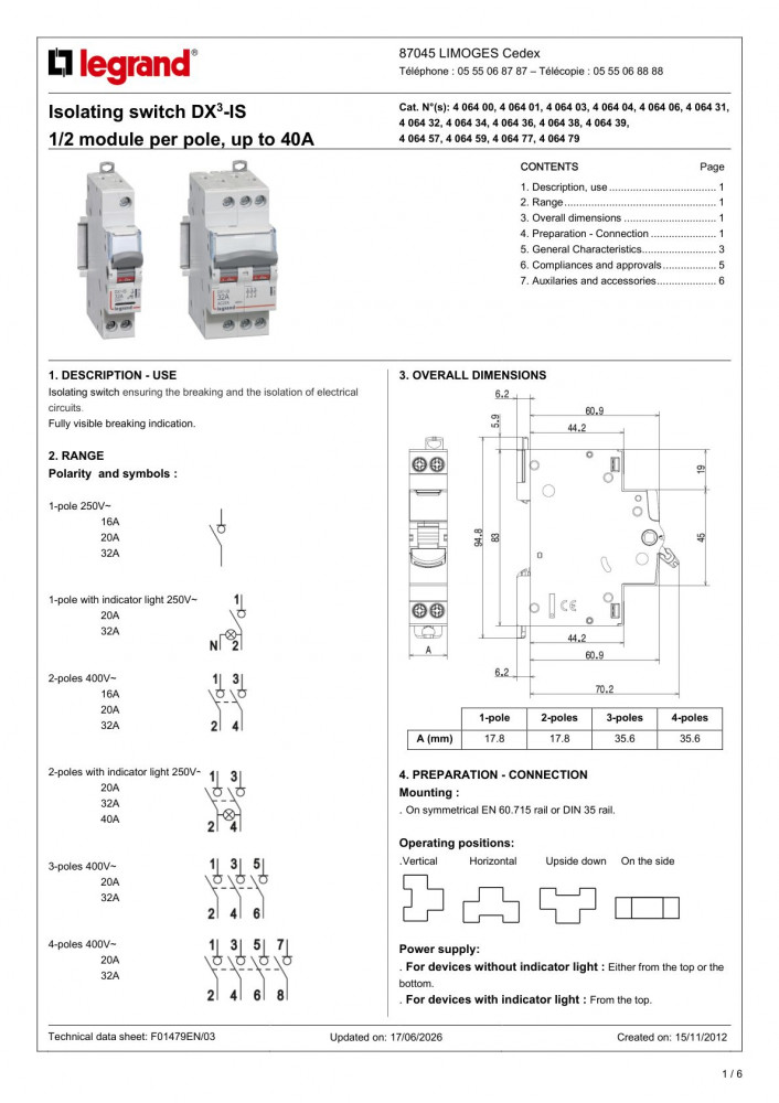 Legrand DX³-IS datasheet page 1